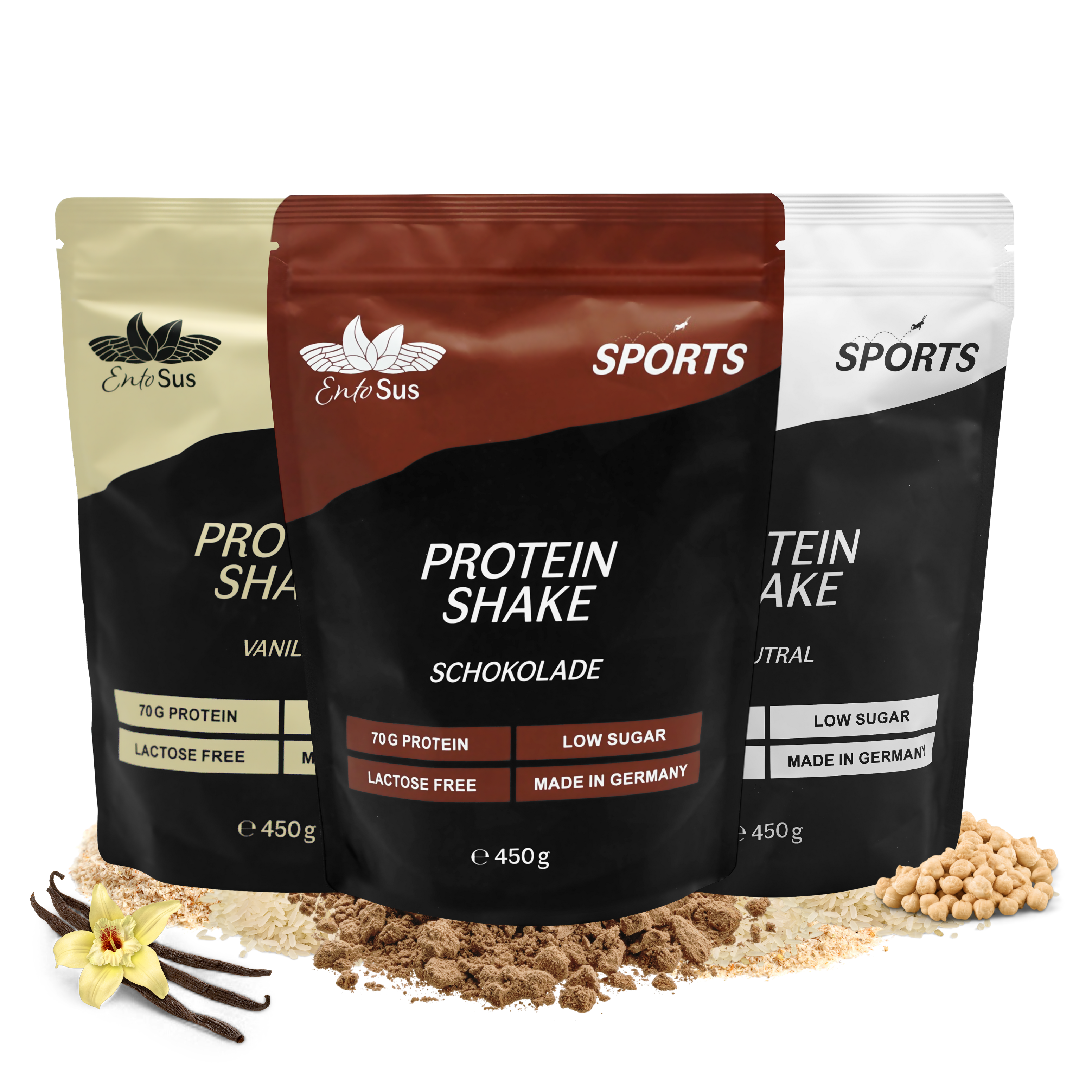 EntoSus Protein Shakes Sample Pack Chocolate, Vanilla and Neutral - EntoSus